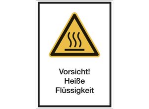 4061466041019 - Kombischilder mit Text für Warnkennzeichen Vorsicht! Heiße Flüssigkeit VE 10 Stk Folie LxH 210 x 297 mm