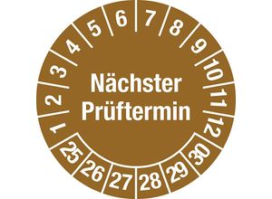 4061466087819 - Nächster Prüftermin Mehrjahreszahlen Dokumentenfolie Ø 25 mm VE 10 Stk 25 - 30 braun