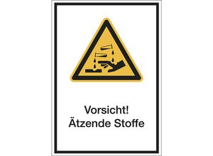 4061466040920 - Kombischilder mit Text für Warnkennzeichen Vorsicht! Ätzende Stoffe VE 10 Stk Folie LxH 130 x 185 mm