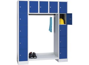4250618216256 - Garderobensystem offen Gesamt-HxB 1850 x 1500 mm 13 Fächer enzianblau RAL 5010