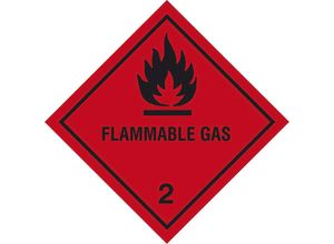4251924718861 - Gefahrgutaufkleber Entzündbare Gase (Gefahr der Klasse 2) mit Text VE 500 Stk rot ab 20 VE ratioform