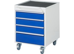 4040376895110 - Rollcontainer HxBxT 765 x 580 x 650 mm 4 Schubladen lichtgrau   enzianblau