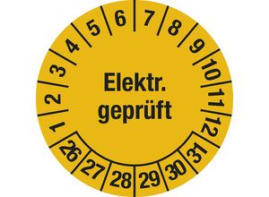 4061466088021 - Elektr geprüft Dokumentenfolie Ø 30 mm VE 10 Stk 26 - 31 gelb