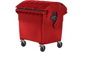 4052939541259 - Müllcontainer aus Kunststoff DIN EN 840 Volumen 1100 l BxHxT 1360 x 1465 x 1100 mm Schiebedeckel Kindersicherung rot ab 5 Stk