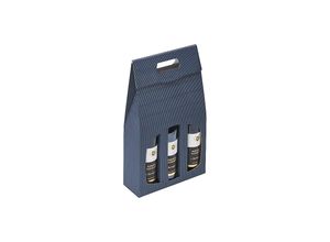8057711830817 - Flaschen-Geschenkträger mit Tragegriff Innen-LxBxH 270 x 90 x 365 mm blau ab 80 Stk ratioform