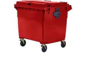 4052941116353 - Müllcontainer aus Kunststoff DIN EN 840 Volumen 1100 l BxHxT 1370 x 1470 x 1115 mm rot ab 5 Stk