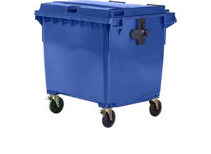 4052939417660 - Müllcontainer aus Kunststoff DIN EN 840 Volumen 1100 l BxHxT 1370 x 1470 x 1115 mm blau ab 5 Stk