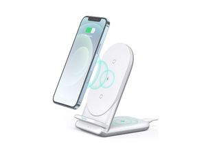 4260397843901 - LC-A2-Whi Aircore Series 2-in-1 Wireless Charging Stand Drahtloses Ladegerät Qi Wireless Charger Weiß - Aukey