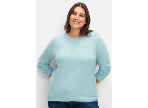 8904348215732 - Große Größen Pullover mit gerippten Abschlüssen aqua Gr46