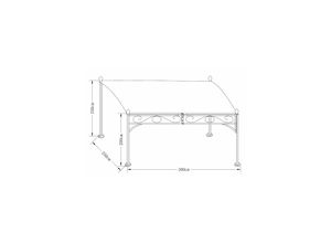 4050747635009 - Anbaupavillon MANTOVA 3x25 Meter Stahl dunkel Plane PVC-beschichtet écru