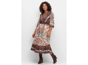 4063137021009 - Große Größen Maxikleid im Boho-Stil mit Bordürendruck offwhite gemustert Gr42