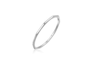 4050878587499 - Fingerring ELLI PREMIUM Bandring Geo Basic Minimal Look 585 Weißgold Fingerringe Gr 52 mm ohne Stein Weißgold 585 1 mm silberfarben (silber) Damen Fingerringe