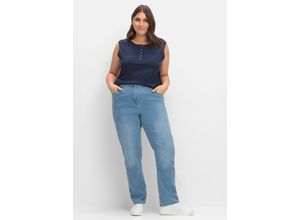 8961102655128 - Große Größen Gerade Jeans mit elastischem High-Waist-Bund blue Denim Gr52