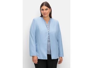 8935222289334 - Große Größen Kragenloser Blazer mit Hakenverschluss bleu Gr52