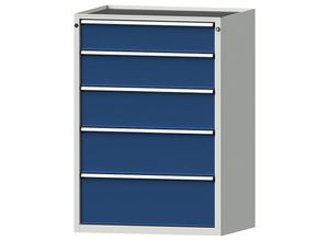 4014641058937 - Schubladenschrank BxT 910 x 675 mm 5 Schubladen Höhe 1280 mm Front enzianblau