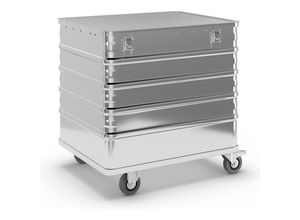 4260257922418 - Gmöhling Gmbh - Alu-Kastenwagen glatte Oberfläche LxBxH 730x580x740 mm mit Deckel und Schlössern