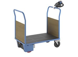 4061753236777 - eurokraft pro Plattformwagen mit Elektroantrieb 2 MDF-Stirnwände LxBxH 1420 x 700 x 1300 mm