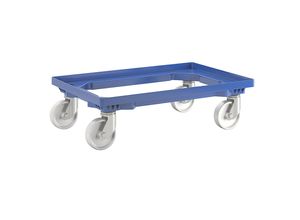 4061753114747 - eurokraft basic Profi-Fahrgestell 600 x 400 mm 4 Lenkrollen aus Polypropylen blau ab 20 Stk