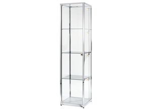 4260222860295 - Säulenvitrine Höhe 2000 mm 1 Drehflügeltür BxT 400 x 400 mm Edelstahl-Optik