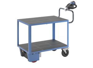 4061753236999 - eurokraft pro Montagewagen mit Elektroantrieb 2 Etagen aus Kunststoff LxBxH 1470 x 700 x 1300 mm blau