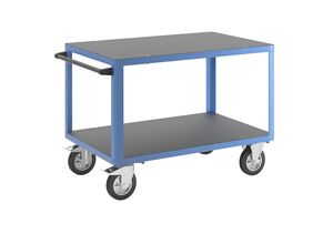 4054666009972 - eurokraft pro Montagewagen Tragfähigkeit 1000 kg 2 Ladeflächen aus Siebdruckplatten Ladefläche 1250 x 800 mm Gestell lichtblau