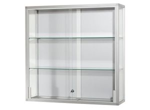 4260222860134 - Wandvitrine Höhe 1000 mm 2 Schiebetüren BxT 1000 x 300 mm silber eloxiert kaiserkraft