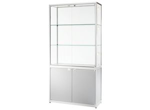 4260222860103 - Staufachvitrine 2 Drehflügeltüren HxBxT 2000 x 800 x 400 mm silber eloxiert kaiserkraft