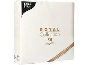 4002911216224 - Servietten Royal Collection 400 x 400 mm mit ¼-Falz kompostierbar FSC®-zertifiziertes Papier in Stoffoptik weiß 5 x 50 Stück