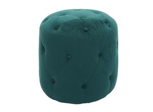 4057651372501 - Hocker MCW-D22 Sitzhocker Ottomane 42x39cm MVG-zertifiziert ~ Samt dunkelgrün