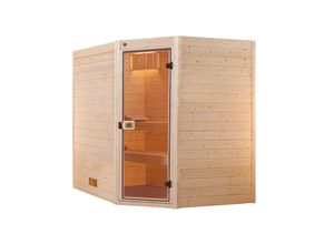 4004581491376 - weka Massivholz-Sauna VALIDA Eck Gr 4 Sparset 90 kW K inkl integrierter Steuerung Glastür