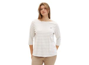 4067672052863 - Große Größen Ringelshirt mit U-Boot-Ausschnitt und 3 4-Arm offwhite gestreift Gr54