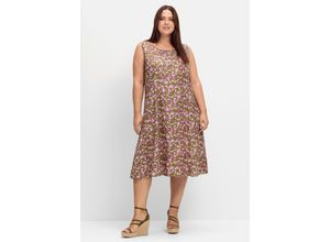 8907682650870 - Große Größen Ärmelloses Kleid mit Blumenprint khaki gemustert Gr50