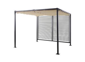 4250871298860 - Pergola mit verstellbarem Stoffdach schwarz beige 295 x 275 x 238 cm (LxBxH) Cabrio-Pavillon Gartenpavillon Terrassenüberdachung