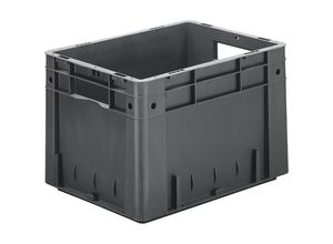 4031022031037 - Schwerlast-Euro-Behälter Polypropylen Volumen 233 l LxBxH 400 x 300 x 270 mm Wände geschlossen Boden geschlossen grau VE 4 Stk