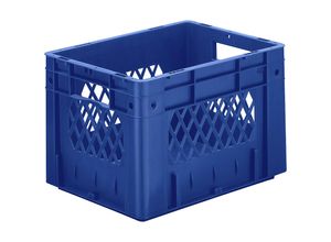 4031022031051 - Schwerlast-Euro-Behälter Polypropylen Volumen 233 l LxBxH 400 x 300 x 270 mm Wände durchbrochen Boden geschlossen blau VE 4 Stk