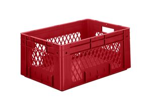 4031022030153 - Schwerlast-Euro-Behälter Polypropylen Volumen 50 l LxBxH 600 x 400 x 270 mm Wände durchbrochen Boden geschlossen rot VE 2 Stk