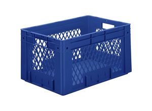 4031022030511 - Schwerlast-Euro-Behälter Polypropylen Volumen 60 l LxBxH 600 x 400 x 320 mm Wände durchbrochen Boden geschlossen blau VE 2 Stk