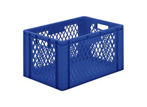 4031022090621 - Euro-Format-Stapelbehälter Wände durchbrochen Boden geschlossen LxBxH 600 x 400 x 320 mm blau VE 5 Stk