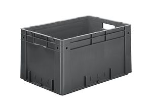 4031022030498 - Schwerlast-Euro-Behälter Polypropylen Volumen 60 l LxBxH 600 x 400 x 320 mm Wände geschlossen Boden geschlossen grau VE 2 Stk