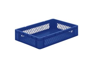 4031022090379 - Euro-Format-Stapelbehälter Wände durchbrochen Boden geschlossen LxBxH 600 x 400 x 120 mm blau VE 5 Stk