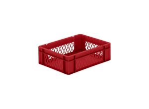 4031022090041 - Euro-Format-Stapelbehälter Wände durchbrochen Boden geschlossen LxBxH 400 x 300 x 120 mm rot VE 5 Stk