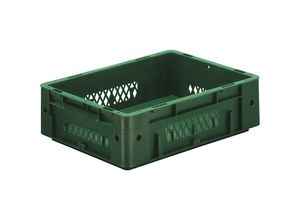 4031022031334 - Schwerlast-Euro-Behälter Polypropylen Volumen 92 l LxBxH 400 x 300 x 120 mm Wände durchbrochen Boden geschlossen grün VE 4 Stk