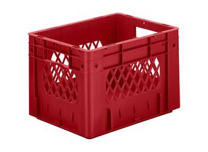 4031022031044 - Schwerlast-Euro-Behälter Polypropylen Volumen 233 l LxBxH 400 x 300 x 270 mm Wände durchbrochen Boden geschlossen rot VE 4 Stk