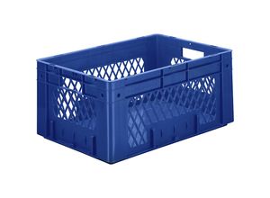 4031022030160 - Schwerlast-Euro-Behälter Polypropylen Volumen 50 l LxBxH 600 x 400 x 270 mm Wände durchbrochen Boden geschlossen blau VE 2 Stk