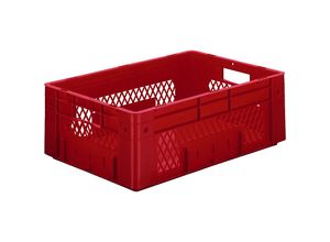 4031022030375 - Schwerlast-Euro-Behälter Polypropylen Volumen 38 l LxBxH 600 x 400 x 210 mm Wände durchbrochen Boden geschlossen rot VE 2 Stk