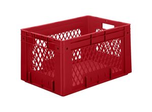 4031022030504 - Schwerlast-Euro-Behälter Polypropylen Volumen 60 l LxBxH 600 x 400 x 320 mm Wände durchbrochen Boden geschlossen rot VE 2 Stk