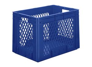 4031022030634 - Schwerlast-Euro-Behälter Polypropylen Volumen 80 l LxBxH 600 x 400 x 420 mm Wände durchbrochen Boden geschlossen blau VE 2 Stk