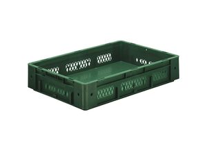 4031022030825 - Schwerlast-Euro-Behälter Polypropylen Volumen 20 l LxBxH 600 x 400 x 120 mm Wände durchbrochen Boden geschlossen grün VE 2 Stk