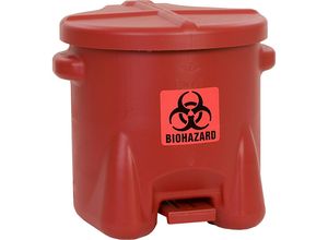 0048441222735 - PE-Sicherheits-Entsorgungsbehälter für biogefährliche Abfälle BIOHAZARD-Aufkleber Volumen 38 l mit Pedal rot ab 5 Stk Justrite
