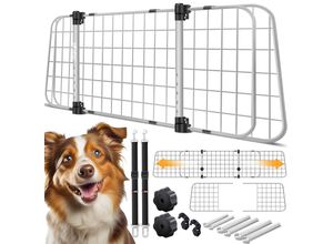 4255598312042 - LovPet® Hundegitter Auto Autoschutzgitter Trenngitter Universal verstellbare Breite Kopfstütze Kofferraum Autogitter Maße HxB 30 x 91-153 cm Kofferraumgitter+ 2x Sicherheitsgurt für Hunde